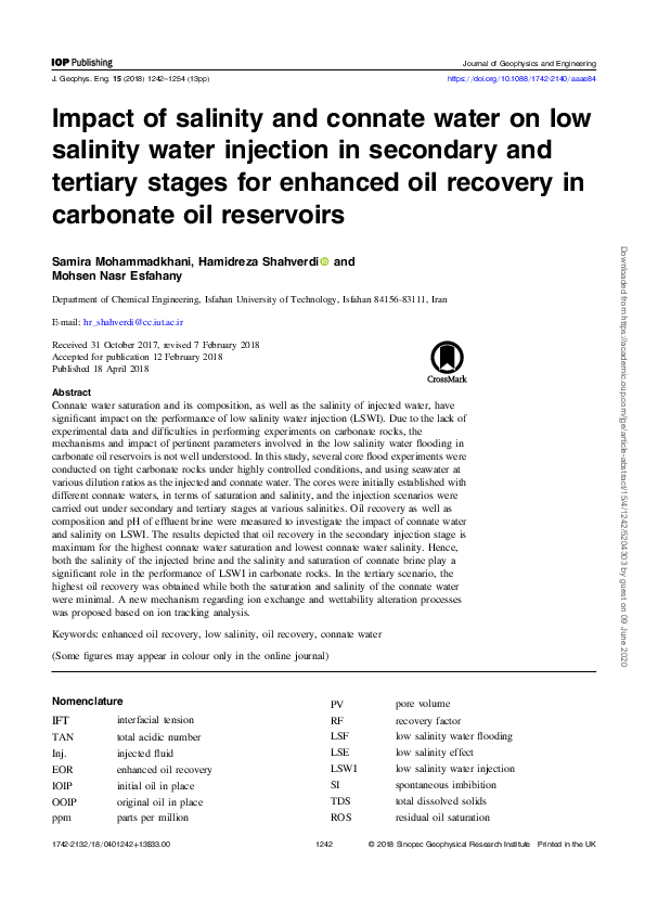 (PDF) Impact of salinity and connate water on low salinity water ...