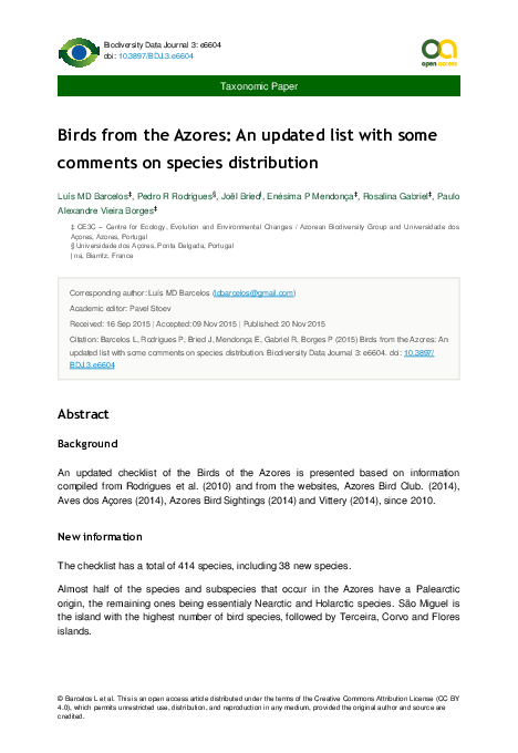 (PDF) Birds from the Azores: An updated list with some comments on ...