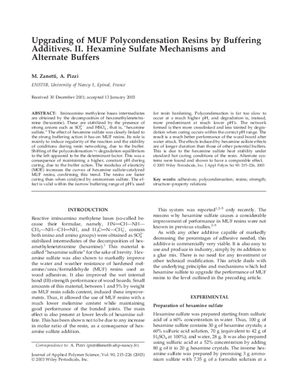 (PDF) Upgrading of MUF polycondensation resins by buffering additives ...