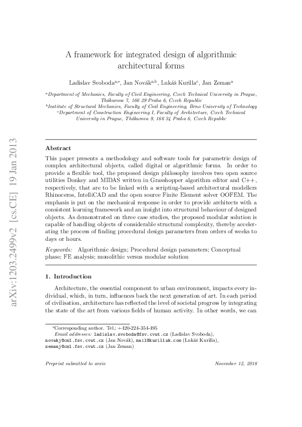 (PDF) A framework for integrated design of algorithmic architectural forms