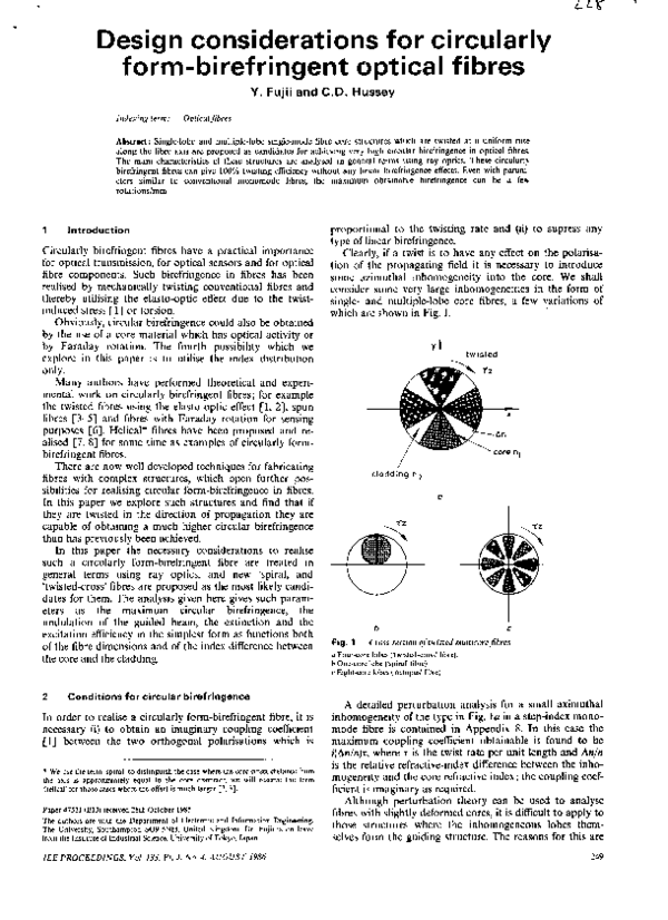 (PDF) Design considerations for circularly form-birefringent optical fibres