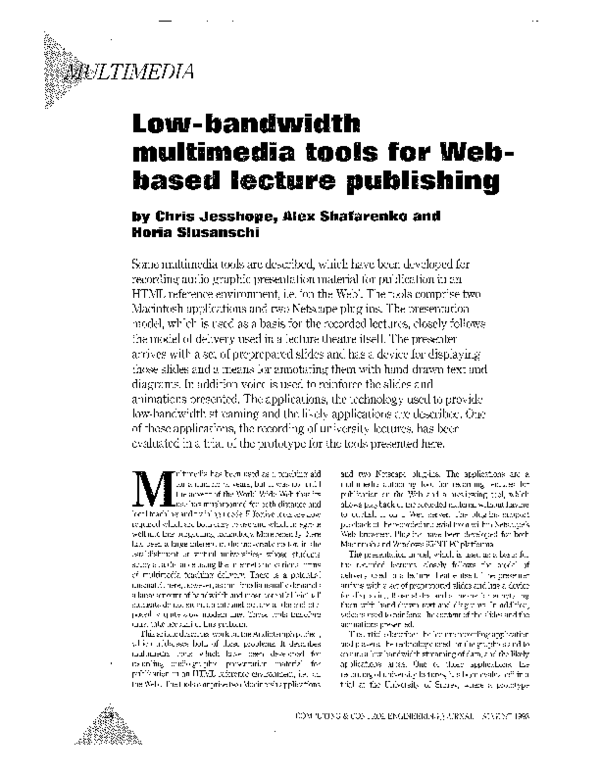 (PDF) Low-bandwidth multimedia tools for Web-based lecture publishing