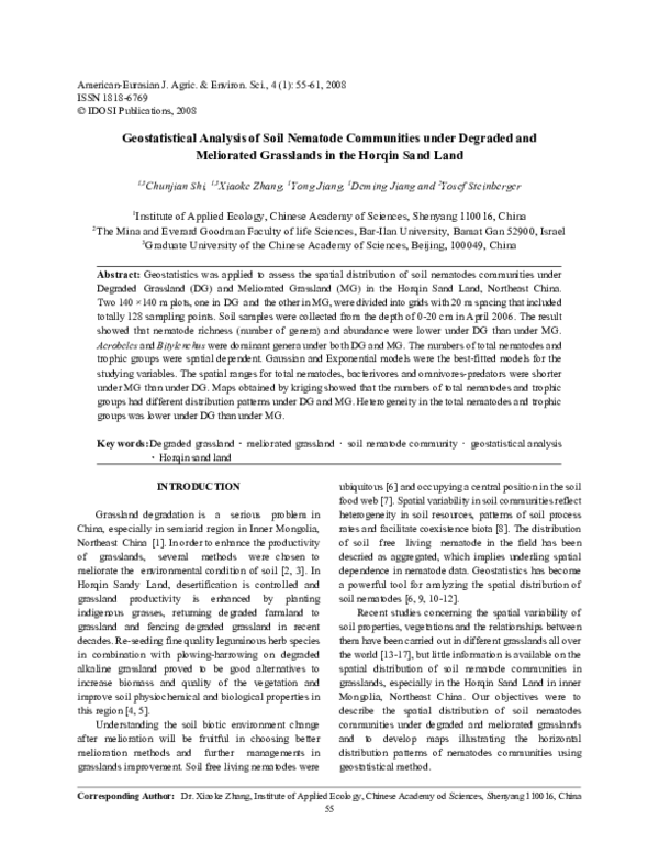 (PDF) Geostatistical Analysis of Soil Nematode Communities under Degraded and Meliorated ...