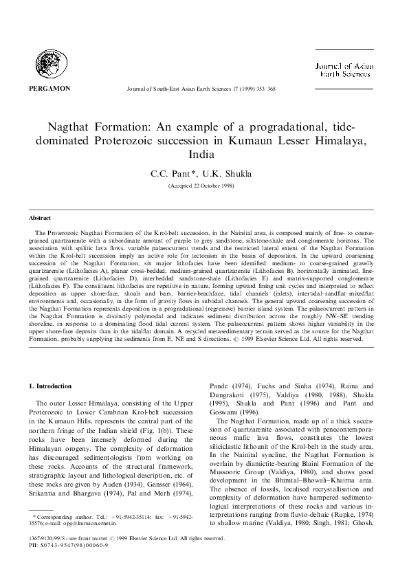 (PDF) Nagthat Formation: An example of a progradational, tide-dominated ...