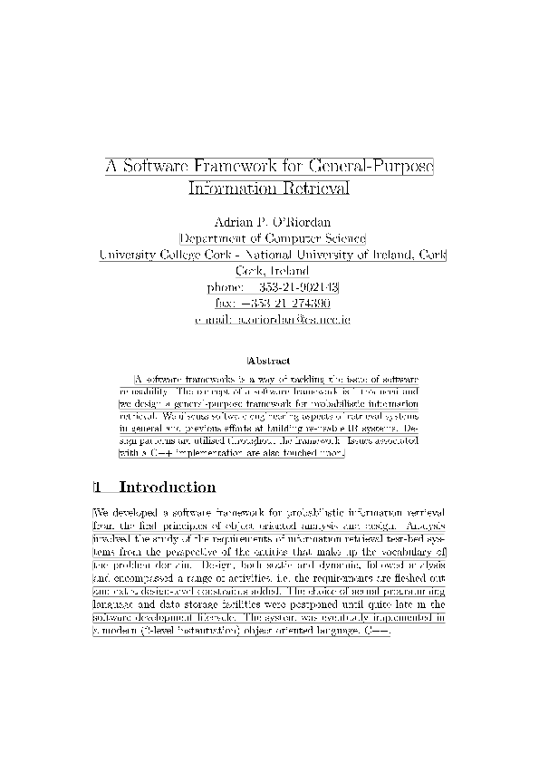 (PDF) A Software Framework for General-purpose Information Retrieval