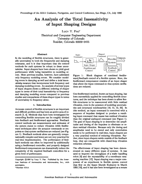 (PDF) An analysis of the total insensitivity of input shaping designs