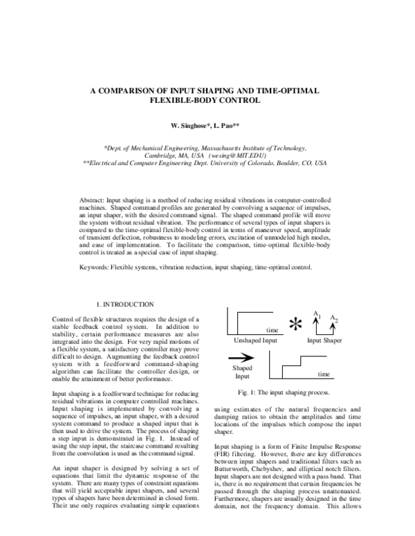 (PDF) Comparison of input shaping and time-optimal control of flexible structures