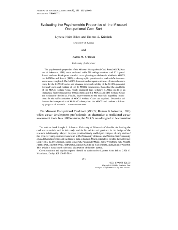 (PDF) Evaluating the Psychometric Properties of the Missouri ...
