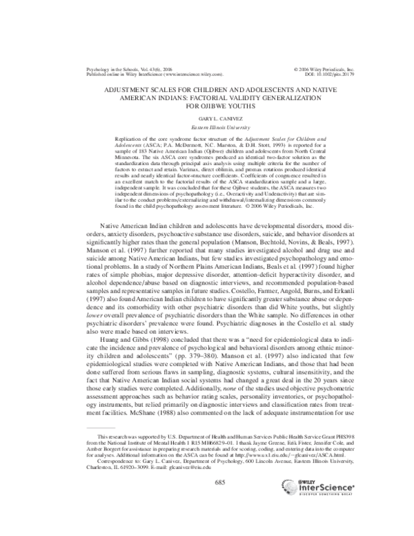 (PDF) Adjustment Scales for Children and Adolescents: Factorial ...