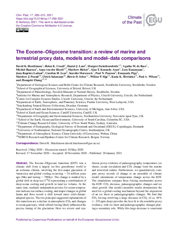 (PDF) The Eocene-Oligocene transition: a review of marine and ...