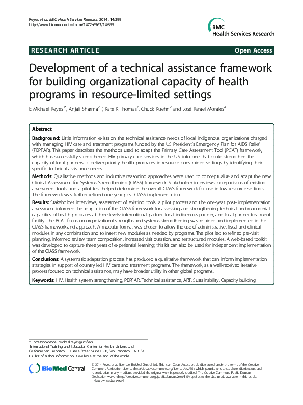 (PDF) Development of a technical assistance framework for building ...