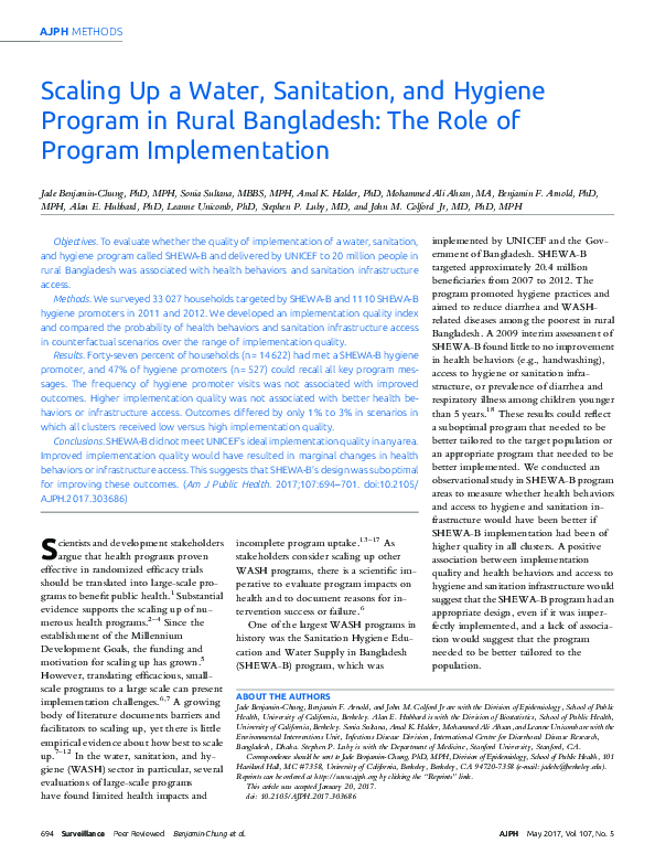 (PDF) Scaling Up a Water, Sanitation, and Hygiene Program in Rural ...