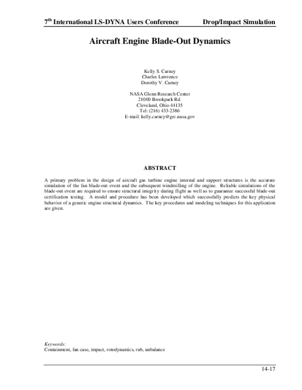 (PDF) Aircraft Engine Blade-Out Dynamics