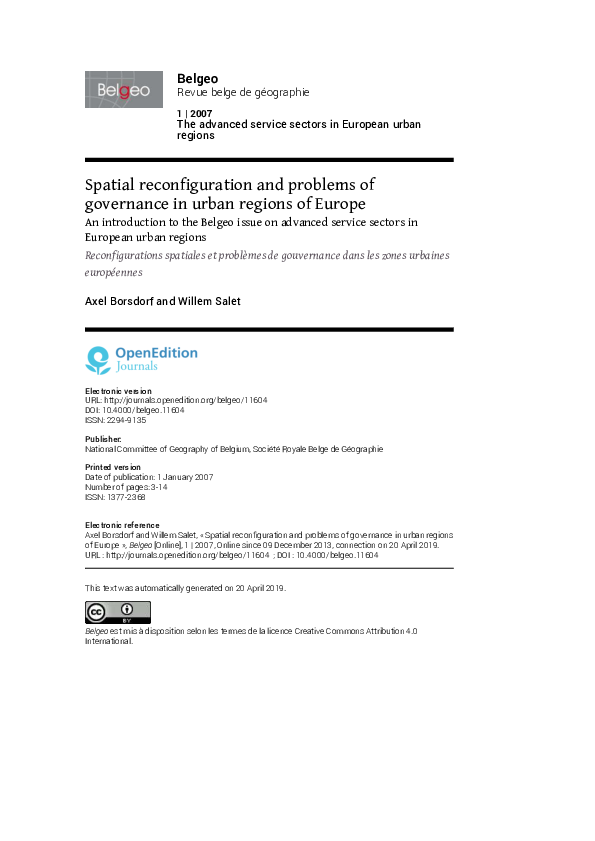 (PDF) Spatial reconfiguration and problems of governance in urban ...