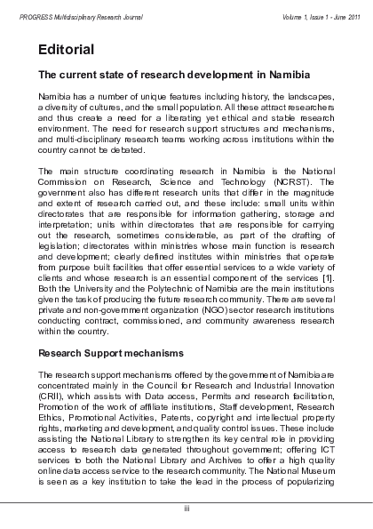 (PDF) The current state of research development in Namibia