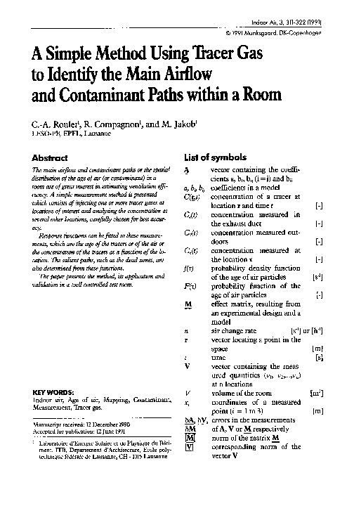 (PDF) A Simple Method Using Tracer Gas to Identify the Main Airflow and ...