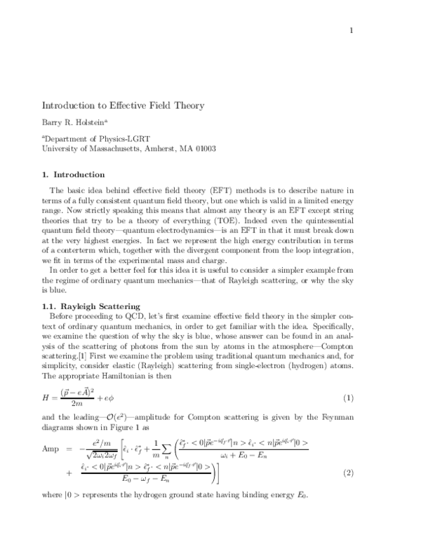 (PDF) Introduction to effective field theory