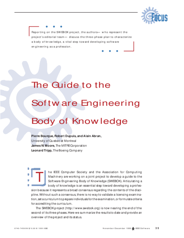 (PDF) Guide to the Software Engineering Body of Knowledge-SWEBOK ...