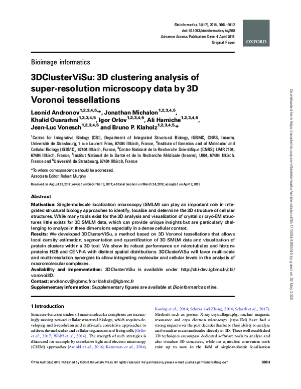(PDF) 3DClusterViSu: 3D clustering analysis of super-resolution ...