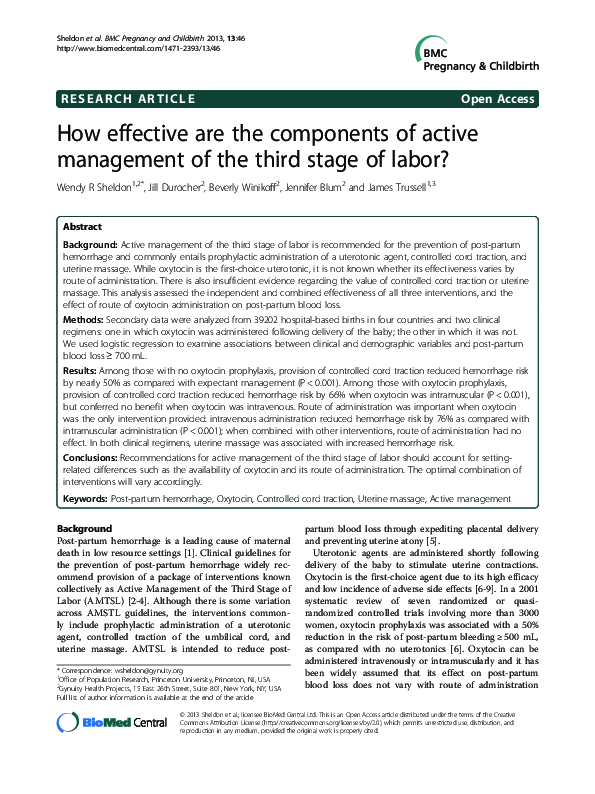 (PDF) How effective are the components of active management of the ...