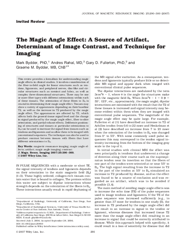 (PDF) The magic angle effect: A source of artifact, determinant of ...
