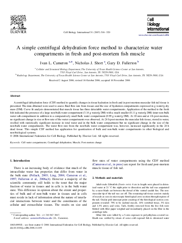 (PDF) A simple centrifugal dehydration force method to characterize ...