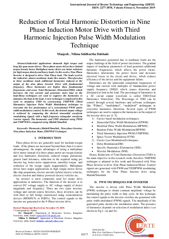 (PDF) Reduction of Total Harmonic Distortion in Nine level Cascaded ...