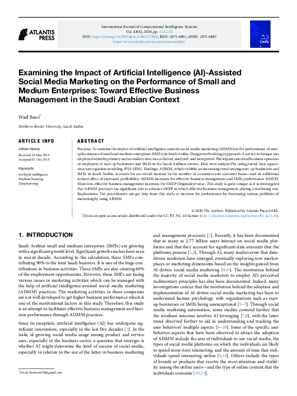 (PDF) Examining the Impact of Artificial Intelligence (AI)-Assisted Social Media Marketing on ...