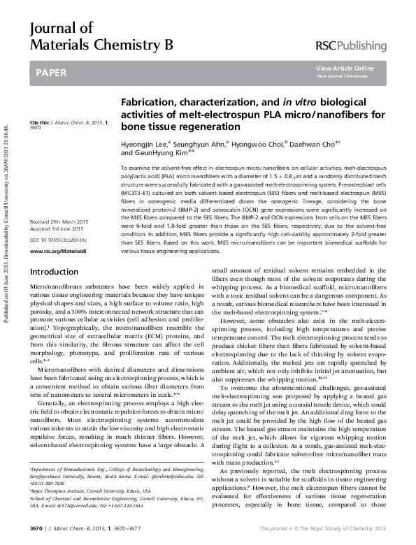 (PDF) Fabrication, characterization, and in vitro biological activities of melt-electrospun PLA ...