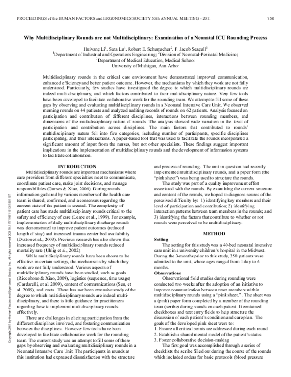 (PDF) Why Multidisciplinary Rounds are not Multidisciplinary ...