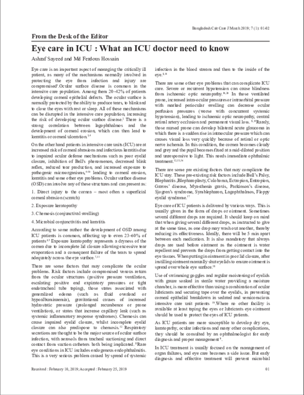 (PDF) Eye care in ICU : What an ICU doctor need to know