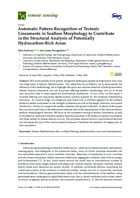 (PDF) Automatic Pattern Recognition of Tectonic Lineaments in Seafloor Morphology to Contribute ...