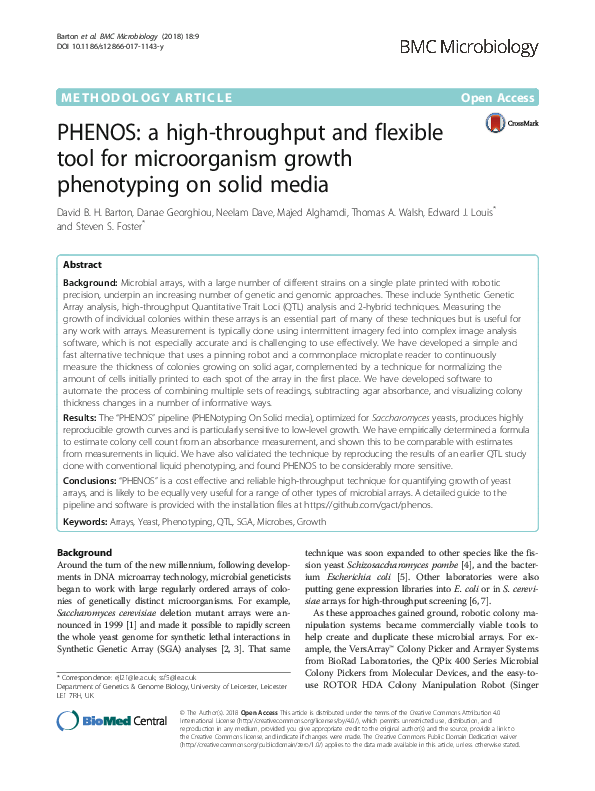 (PDF) PHENOS: a high-throughput and flexible tool for microorganism ...