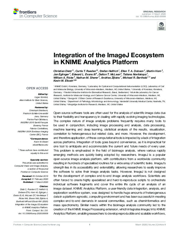 (PDF) Integration of the ImageJ Ecosystem in KNIME Analytics Platform | Curtis Rueden - Academia.edu