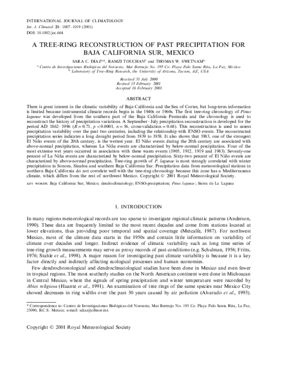 (PDF) A tree-ring reconstruction of past precipitation for Baja ...