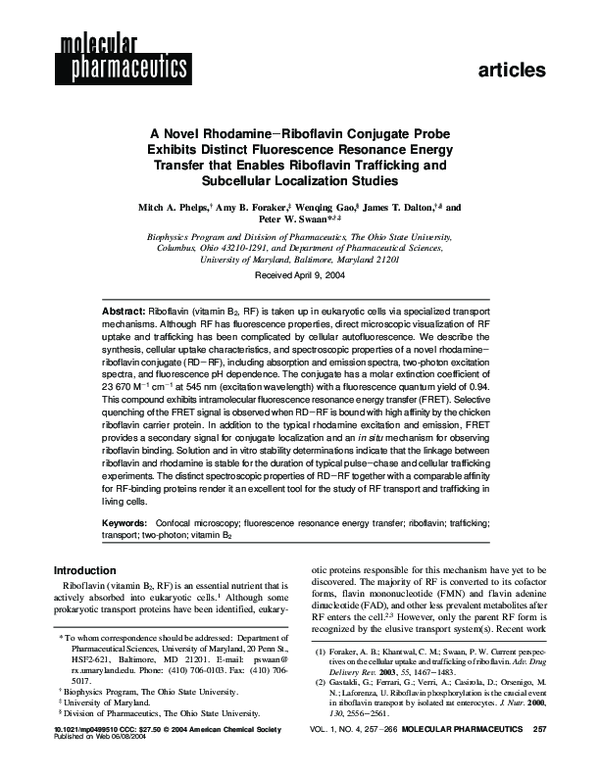 (PDF) A Novel Rhodamine−Riboflavin Conjugate Probe Exhibits Distinct Fluorescence Resonance ...