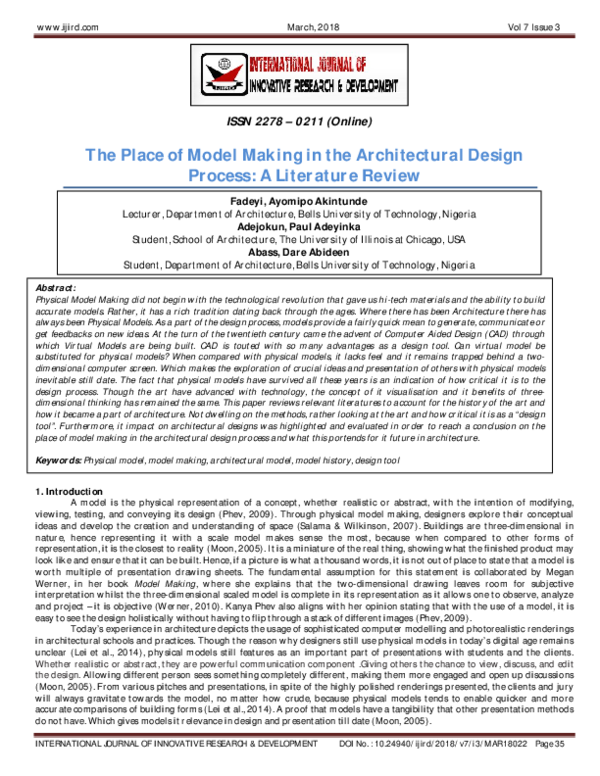 (PDF) The Place of Model Making in the Architectural Design Process: A ...