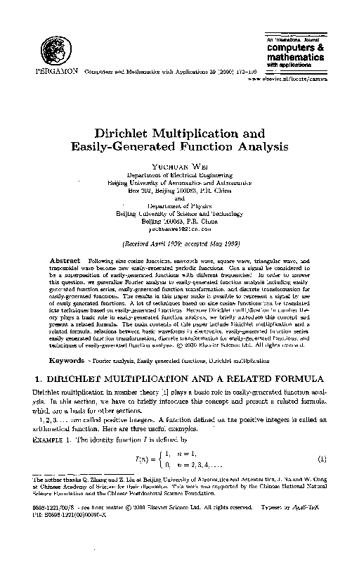 (PDF) Dirichlet multiplication and easily-generated function analysis
