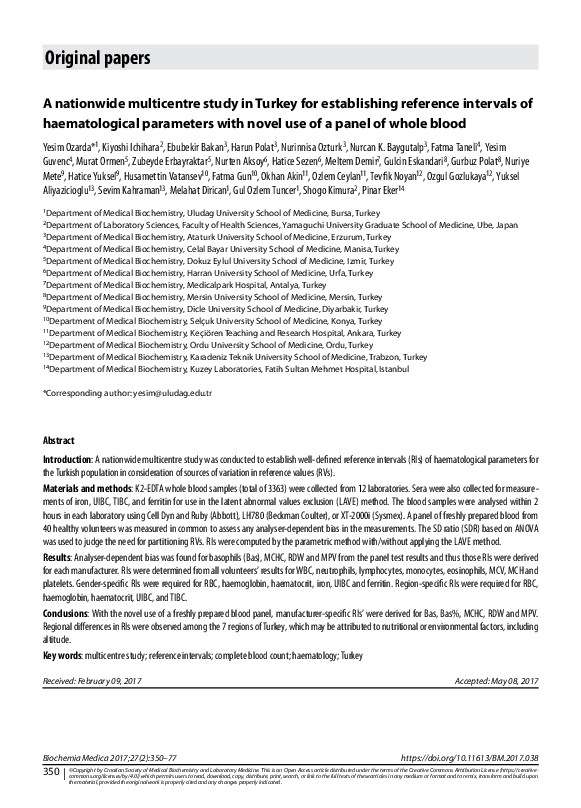 (PDF) A nationwide multicentre study in Turkey for establishing ...