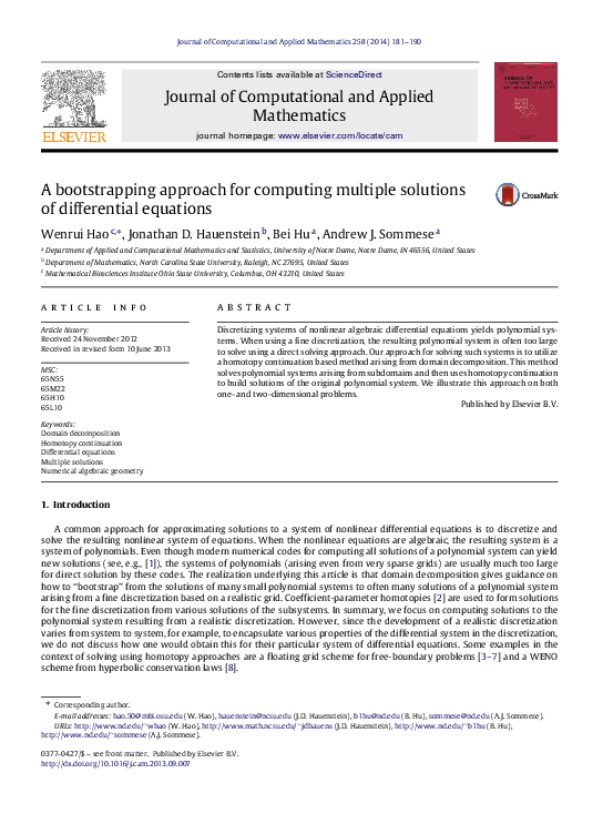 (PDF) A bootstrapping approach for computing multiple solutions of ...