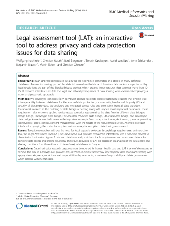 (PDF) Legal assessment tool (LAT): an interactive tool to address ...