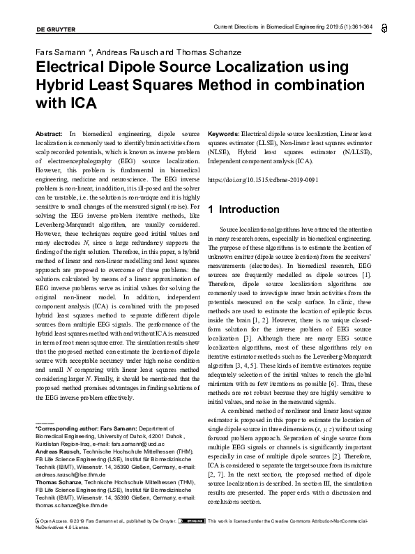 (PDF) Electrical Dipole Source Localization using Hybrid Least Squares ...