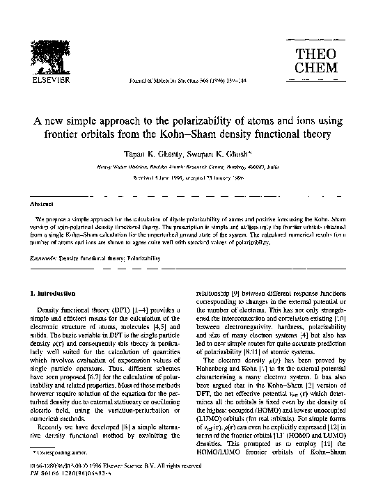 (PDF) A new simple approach to the polarizability of atoms and ions using frontier orbitals from ...