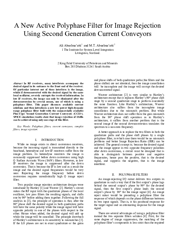 (PDF) A New Active Polyphase Filter for Image Rejection Using Second ...