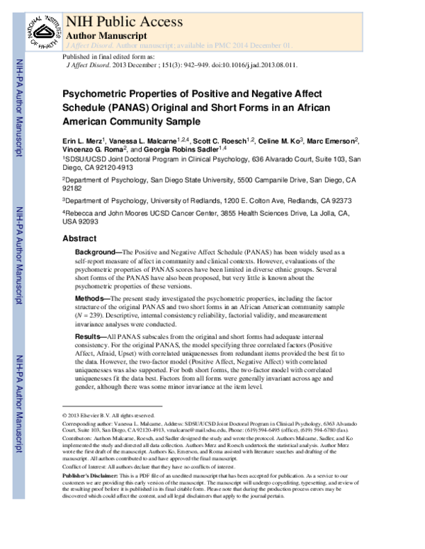 (PDF) Psychometric properties of the positive and negative syndrome ...