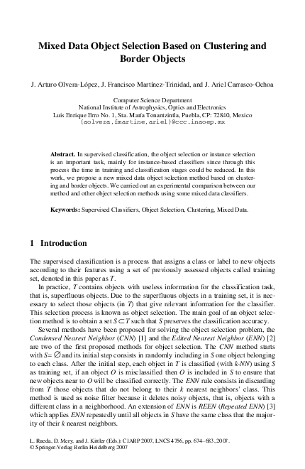 (PDF) Mixed Data Object Selection Based on Clustering and Border Objects