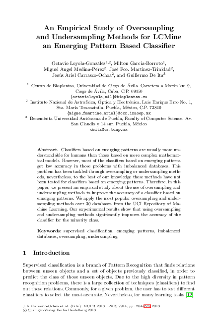 (PDF) An Empirical Study of Oversampling and Undersampling Methods for LCMine an Emerging ...