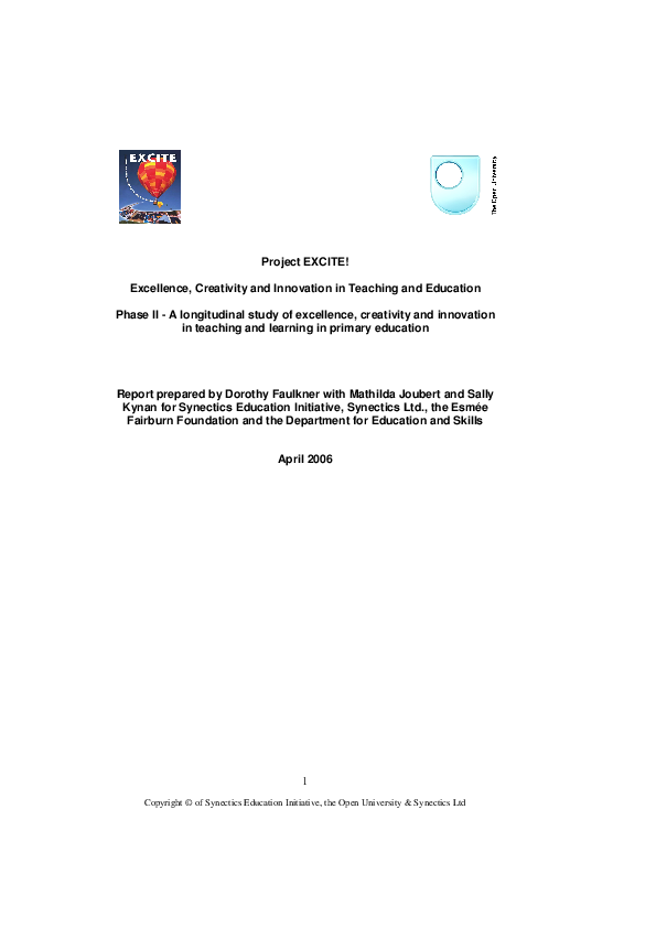 (PDF) Project EXCITE!: Excellence, Creativity and Innovation In ...
