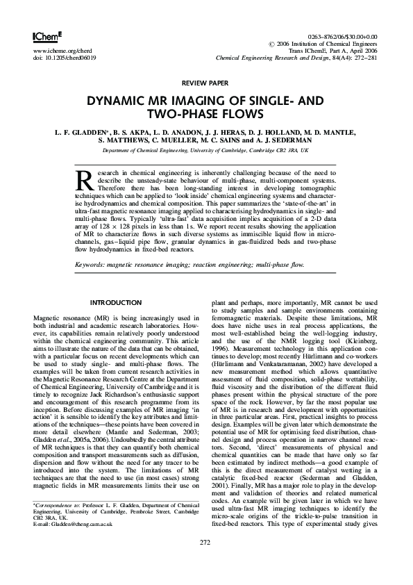 (PDF) Dynamic Mr Imaging of Single- and Two-Phase Flows