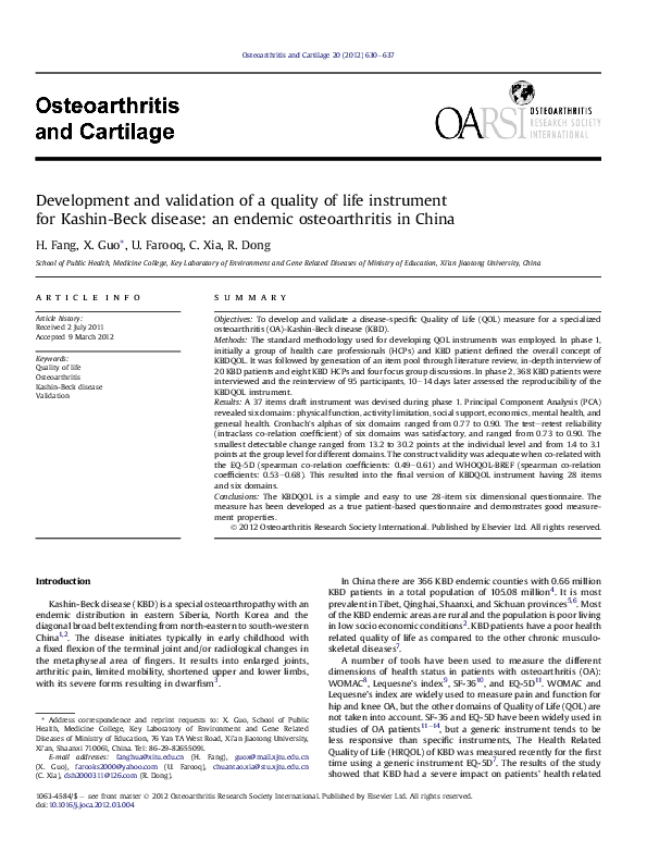 (PDF) Development and Validation of a Quality of Life Instrument for Cutaneous Diseases